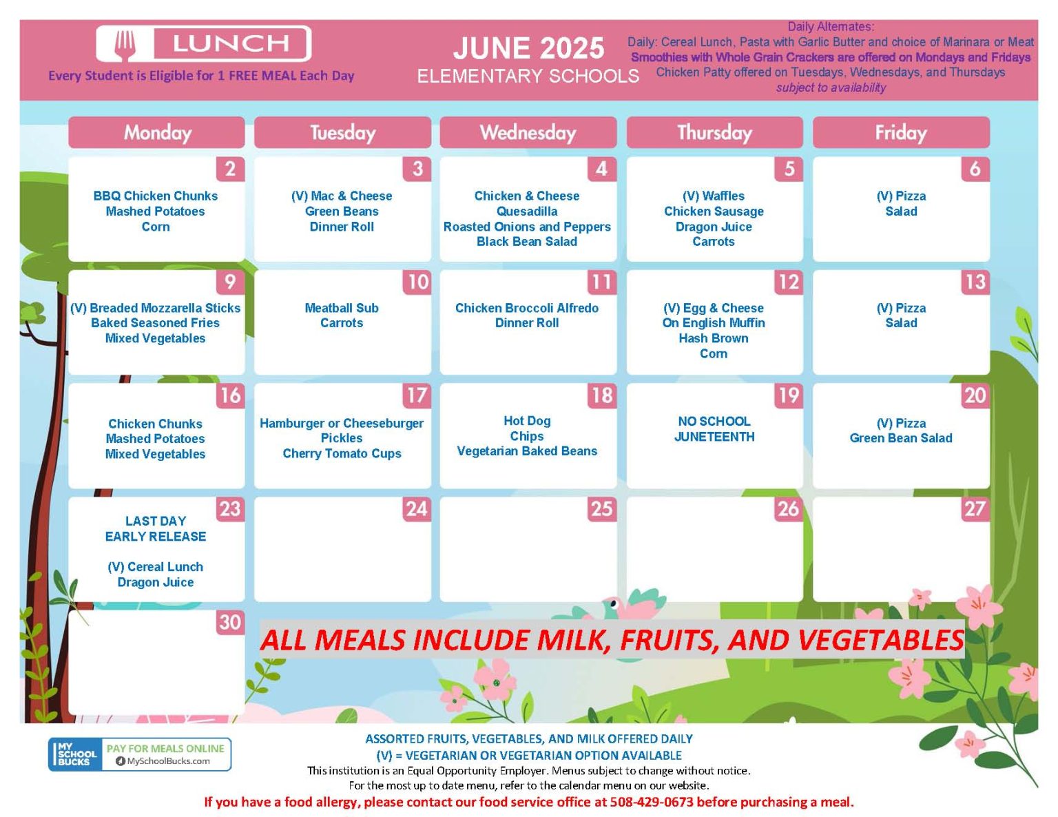 School Lunch Menu – Holliston Reporter